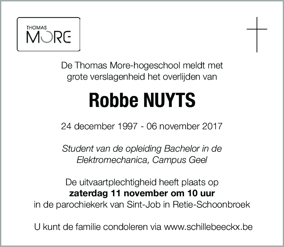 Robbe Nuyts († 06/11/2017) | Inmemoriam