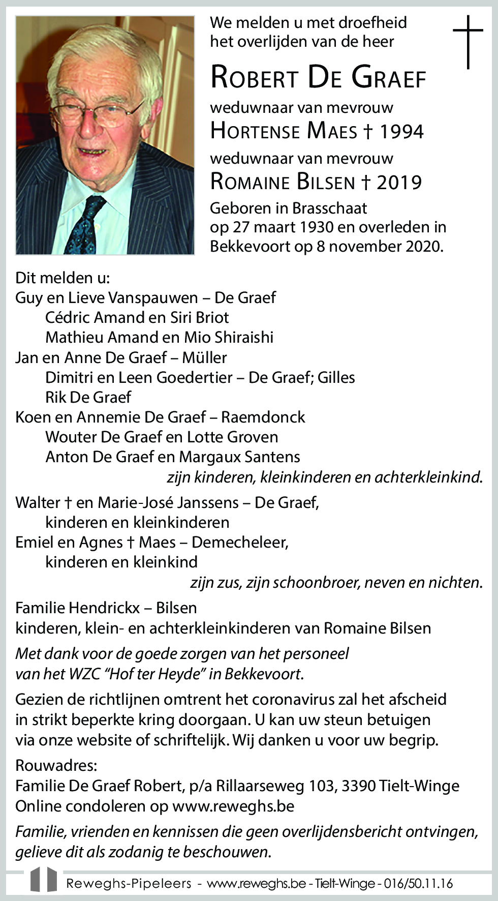 Robert De Graef († 08/11/2020) | Inmemoriam