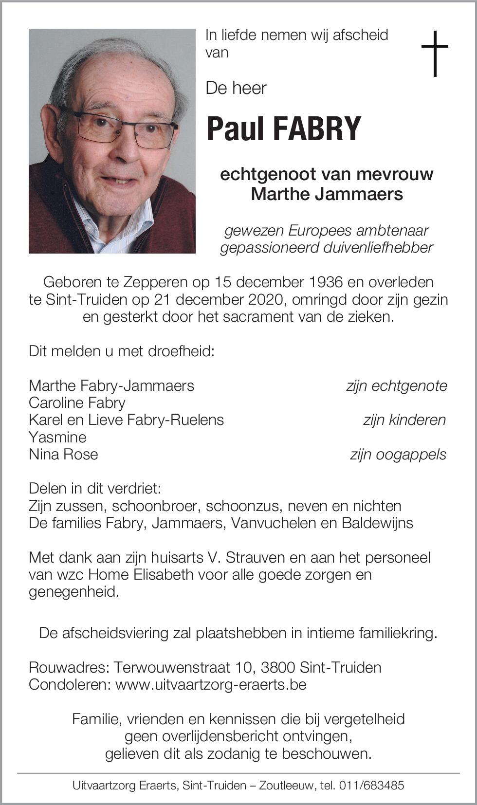 Paul Fabry († 21/12/2020) | Inmemoriam