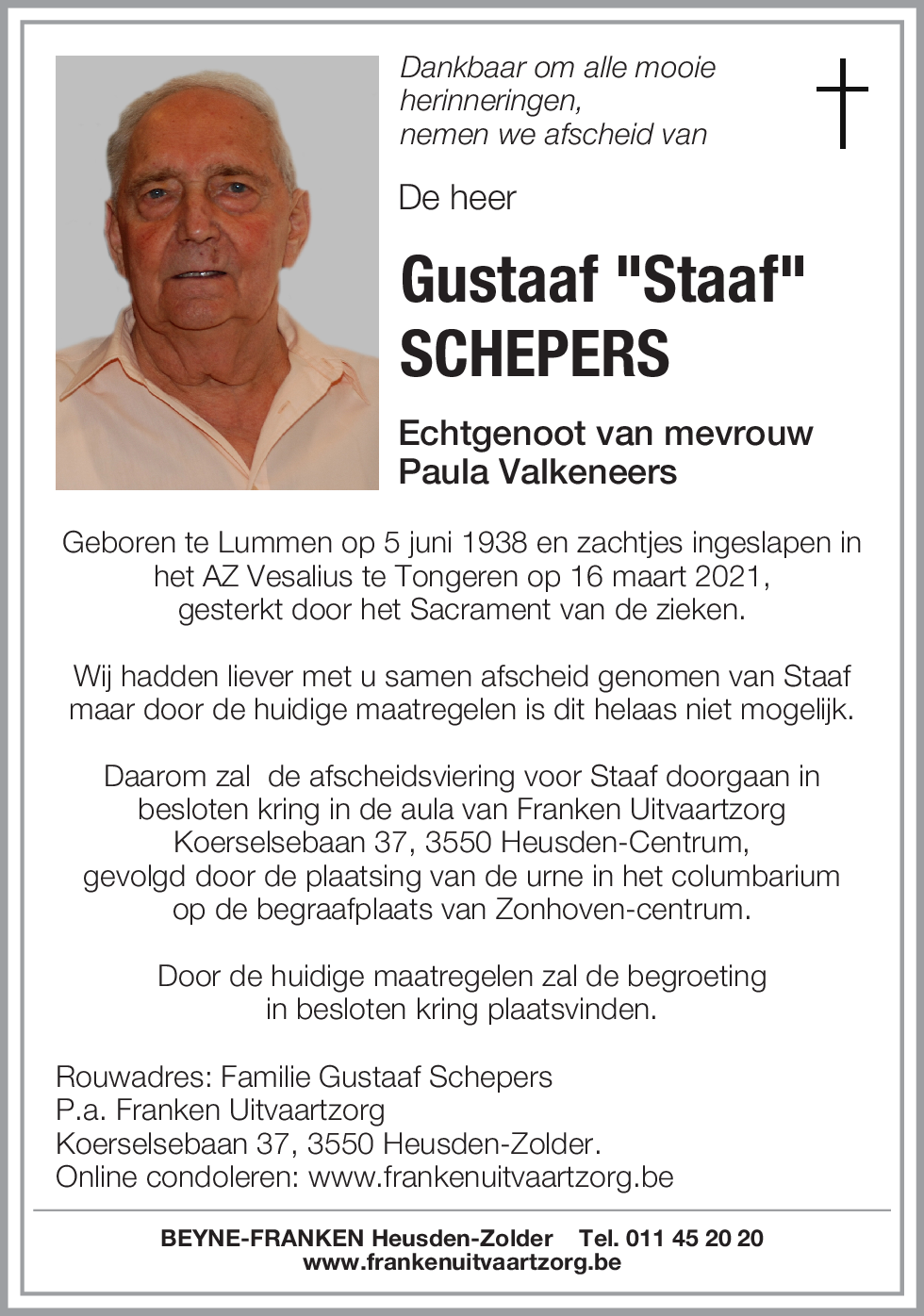 Gustaaf "Staaf" Schepers († 16/03/2021) | Inmemoriam