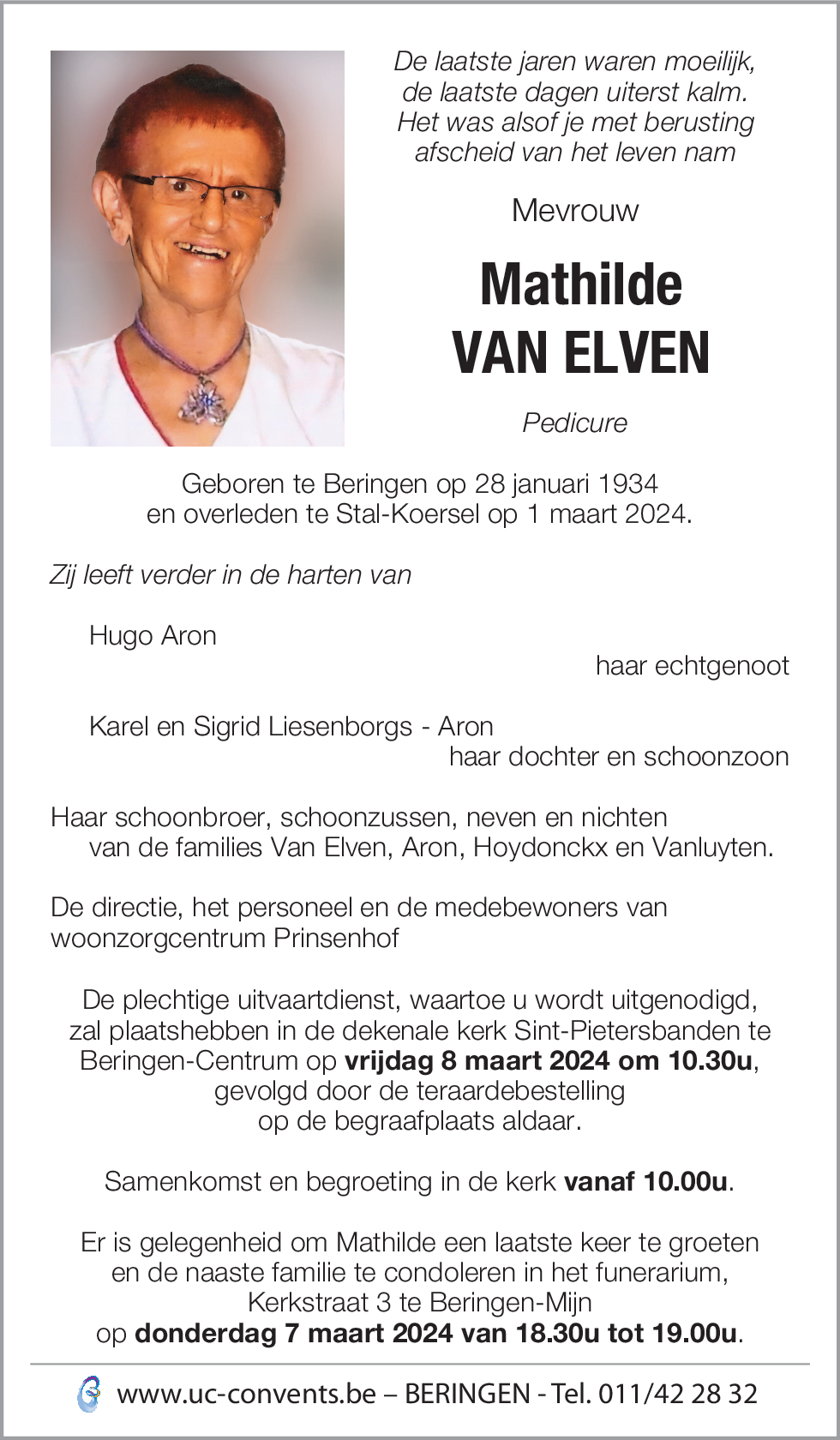 Mathilde Van Elven († 01/03/2024) | Inmemoriam