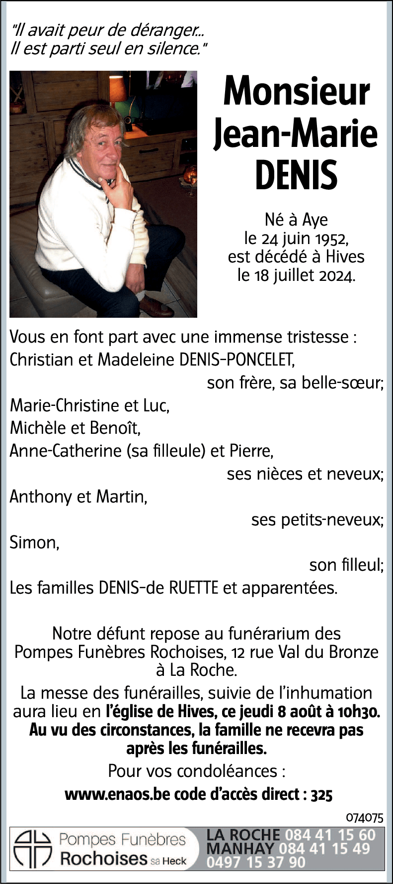 Jean-Marie DENIS († 18/07/2024) | Inmemoriam