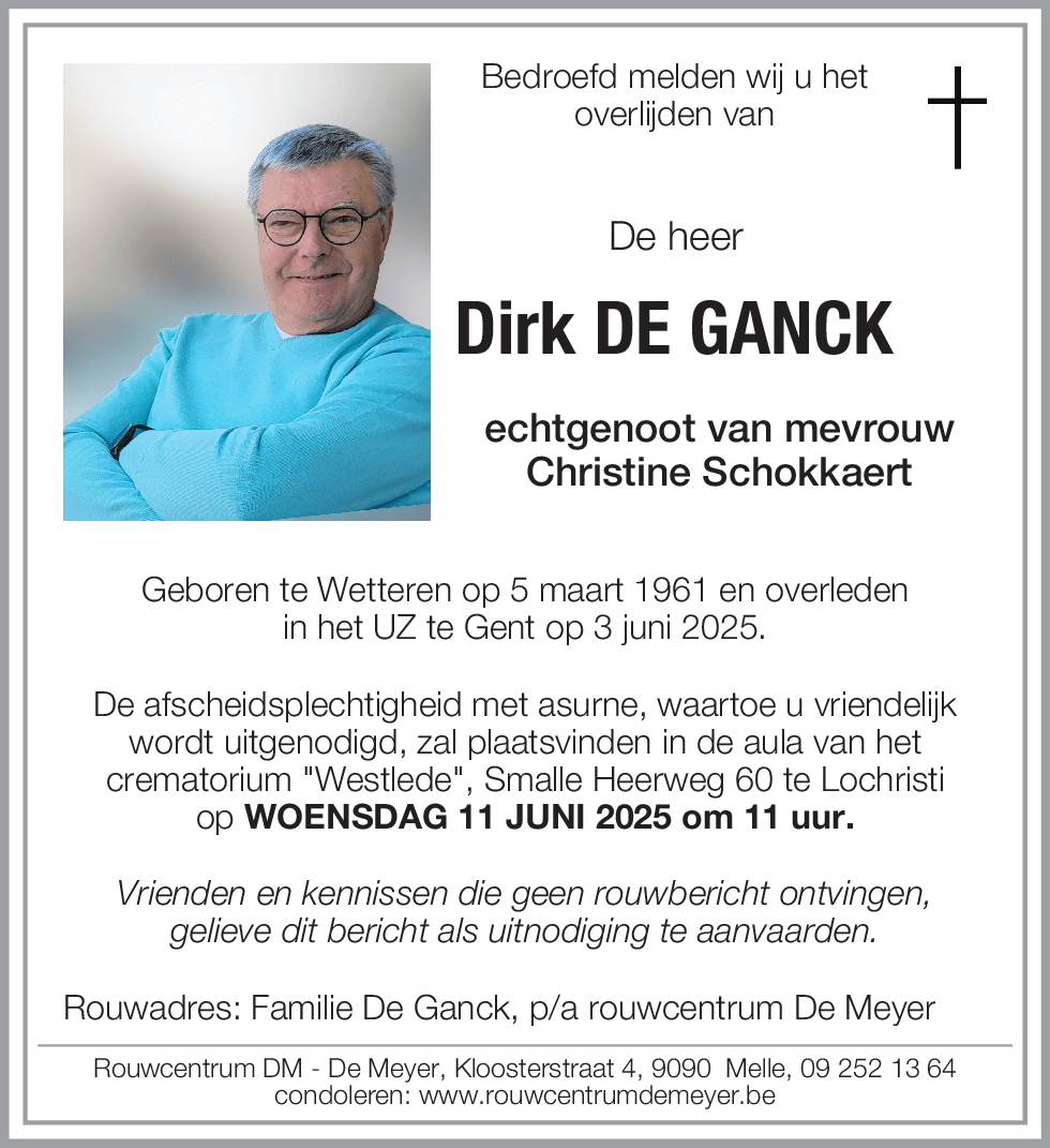 Dirk De Ganck († 03/06/2025) | Inmemoriam