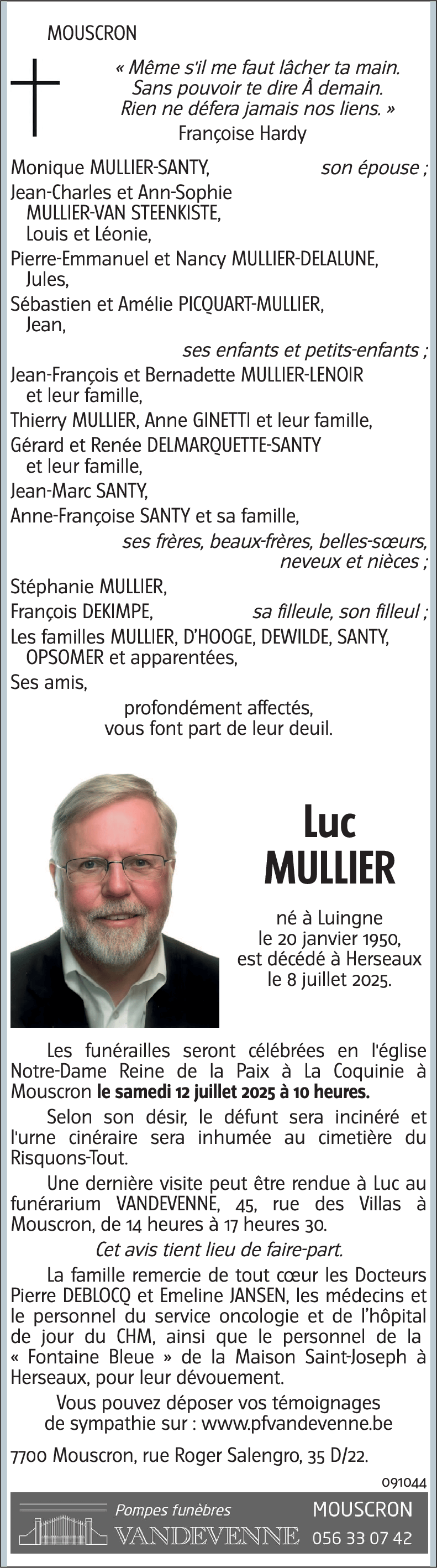 Luc MULLIER († 08/07/2025) | Inmemoriam