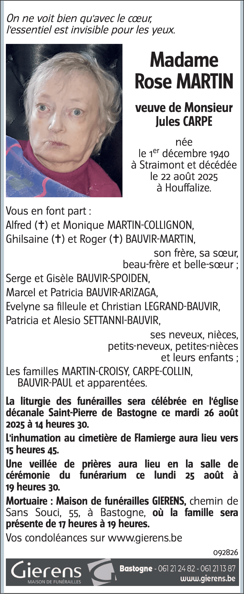 Rose MARTIN († 22/08/2025) | Inmemoriam