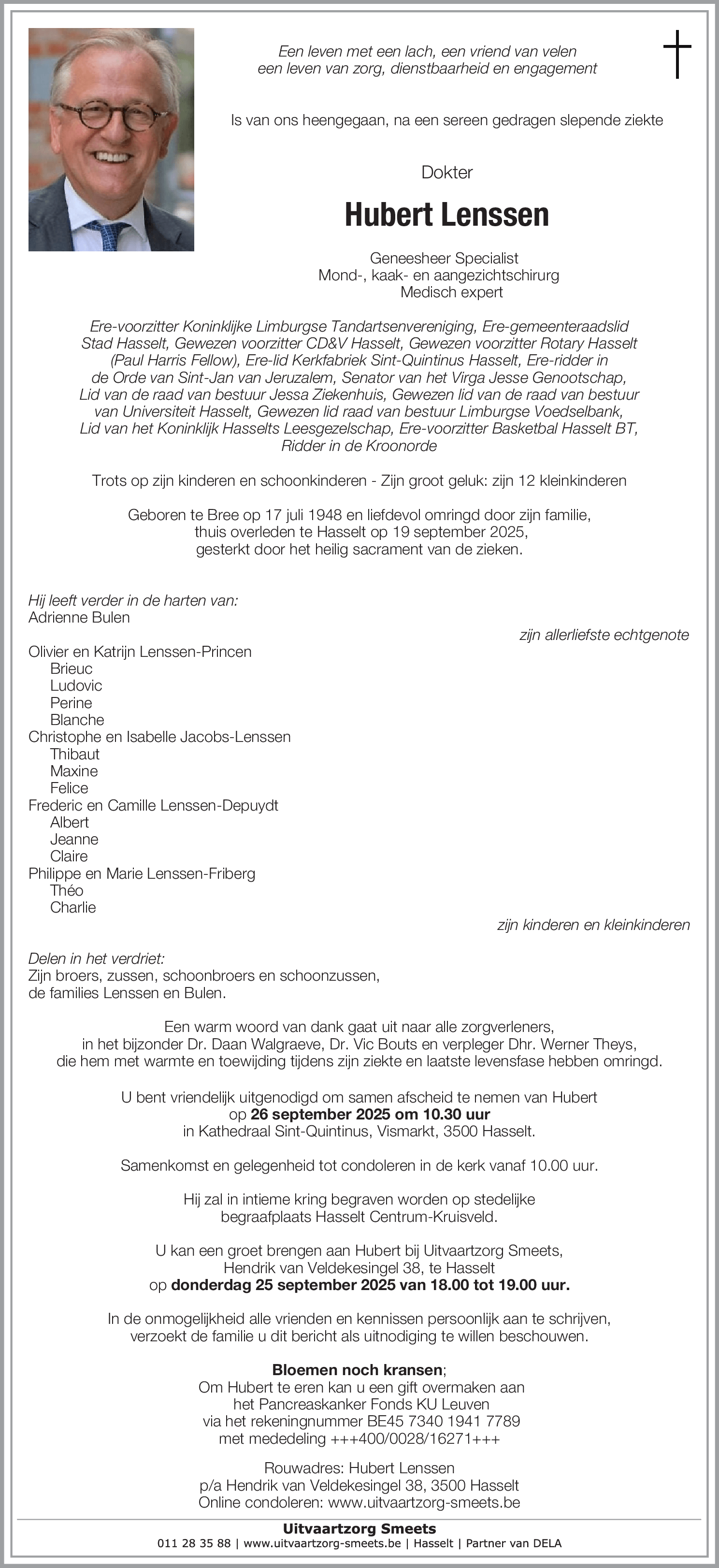 Hubert Lenssen († 19/09/2025) | Inmemoriam